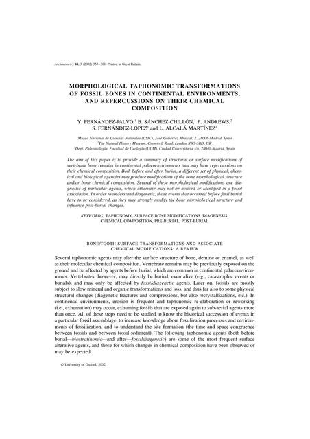 MORPHOLOGICAL TAPHONOMIC TRANSFORMATIONS | Ana | uDocz