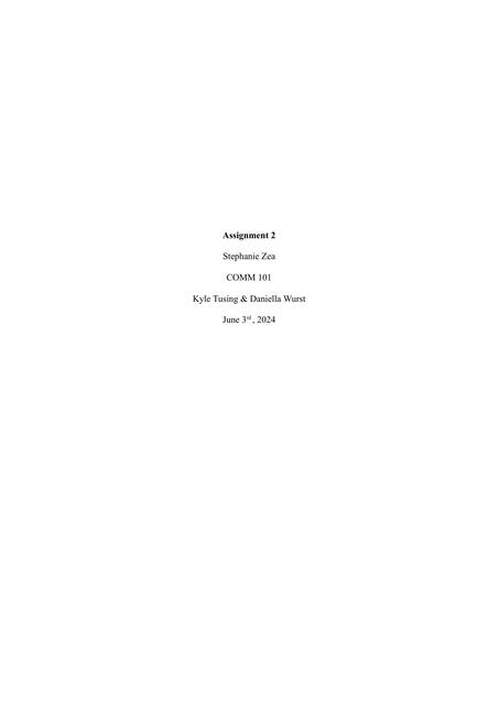 Assignment 2 - COM 101 | Stephanie | uDocz