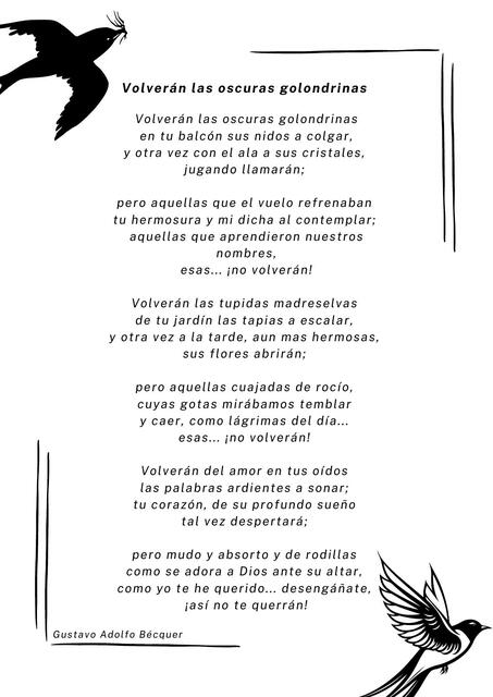 Volverás las oscuras golondrinas - Adolfo Bécquer | Lucero | uDocz