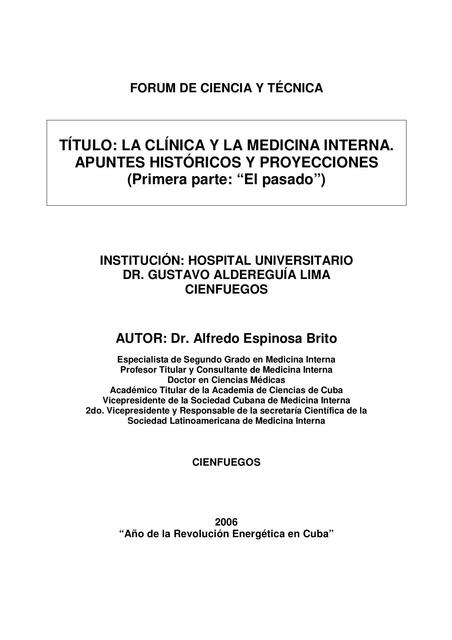 La Clínica y la Medicina Interna | META | uDocz