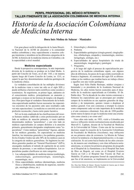 Historia de la Asociación Colombiana de Medicina interna | META | uDocz