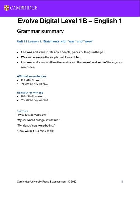 Unit 11 E1 Grammar | Jose | uDocz