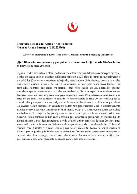 ACTIVIDAD INDIVIDUAL ENTREVISTA | Arlette | uDocz