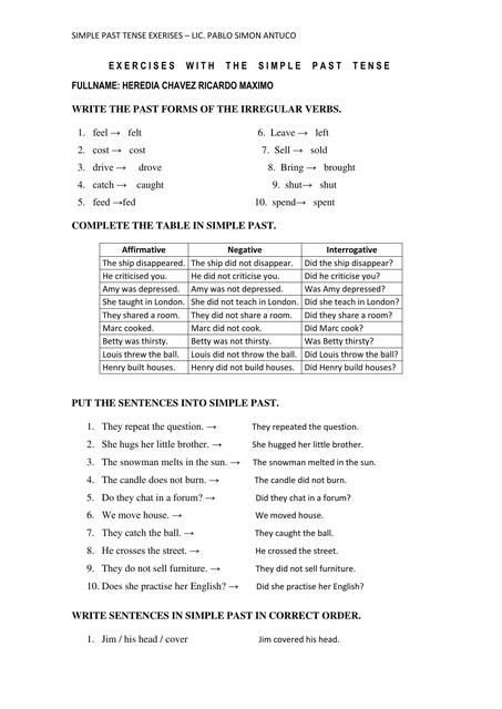 PAST SIMPLE INGLES | Elisabeth | uDocz