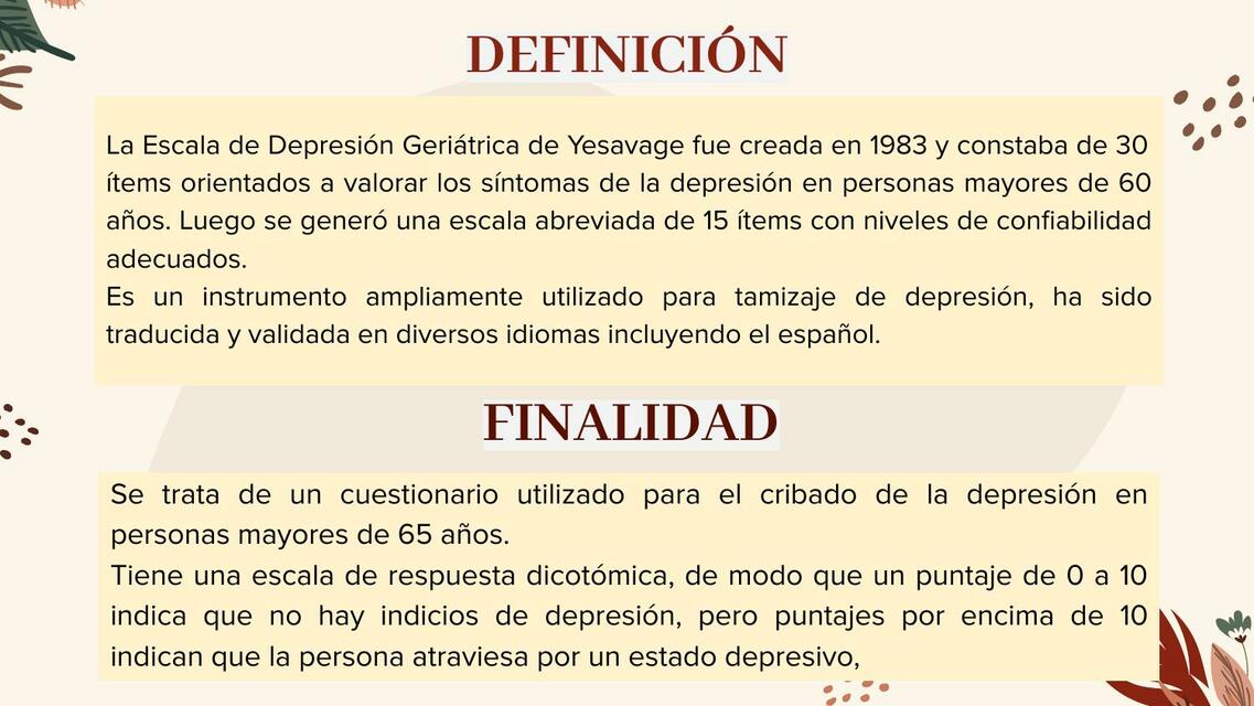 TEST DE YESAVAGE | Ana Valverde | uDocz