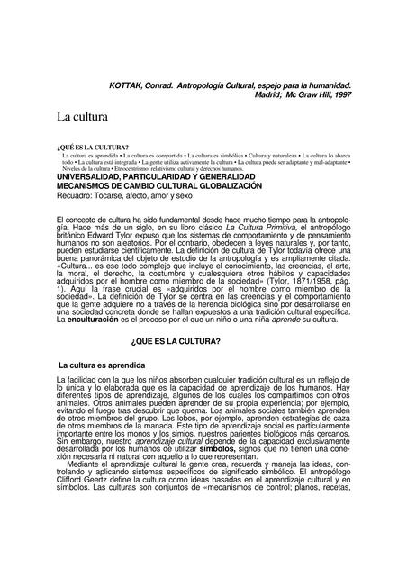 KOTTAK Conrad Antropología cultural | Gabriella | uDocz