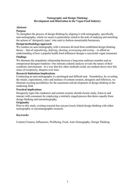 Netnography and Design Thinking FINAL | DAVID | uDocz