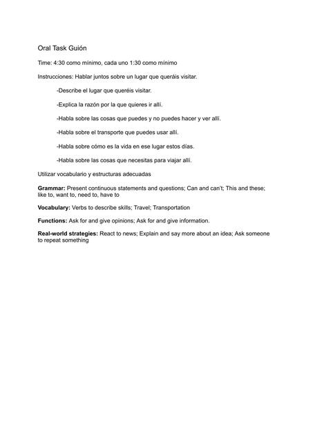 Oral Task Guión | cristina | uDocz