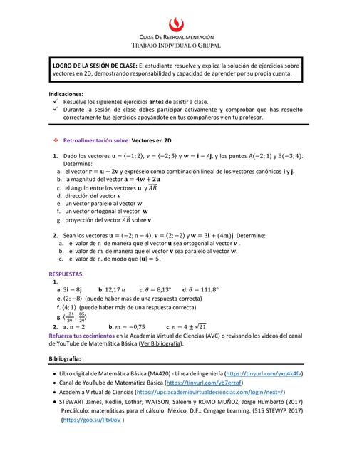 Retroalimentación vectores en 2D | Cry | uDocz