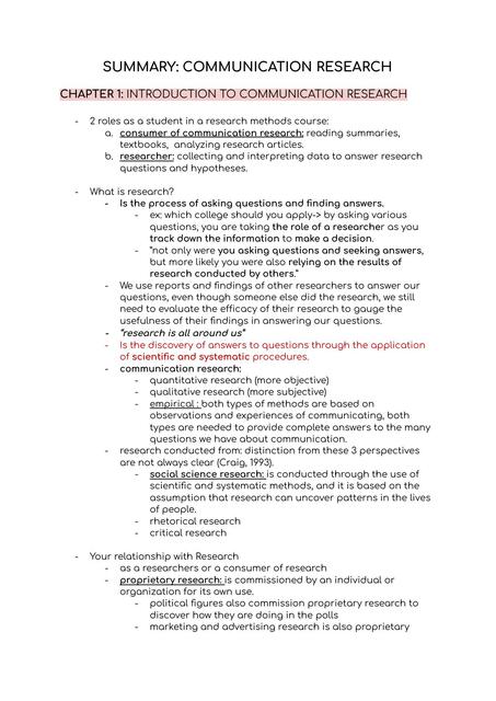SUMMARY CHAPTER 1 COMMUNICATION RESEARCH | Stephanie | uDocz