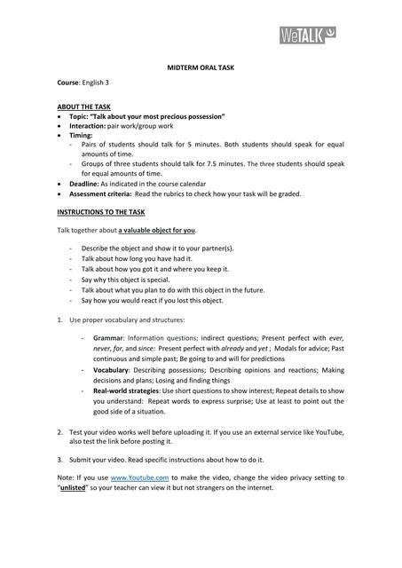 E3 MT ORAL TASK EA pdf | juan | uDocz