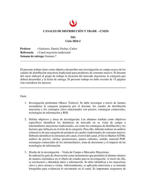 TB1 2 Guia del Trabajo Visita a Mayoristas | juan | uDocz