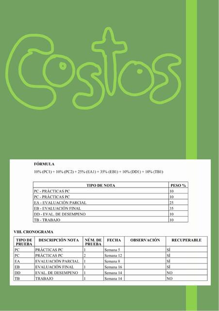 Costos | Dayana | uDocz