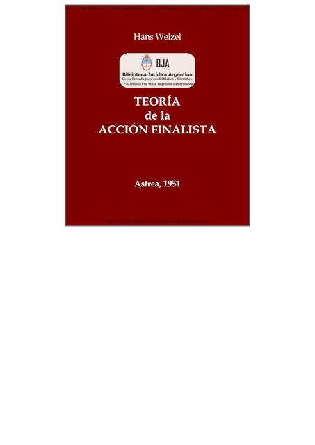 Hans Welzel teoria de la accion finalista welzel | arely | uDocz