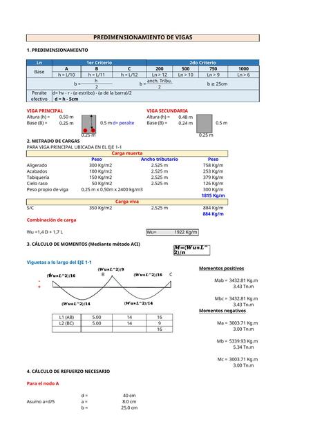Predimensionamiento de vigas ACI | Plantillas de Excel de Ingeniería civil | uDocz