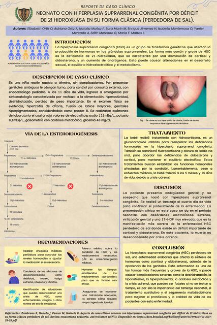 Poster Caso clínico (HIPERPLASIA SUPARRENAL CONGÉNITA) | Elizabeth Ortiz O | uDocz
