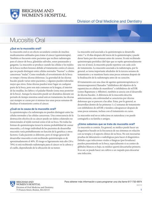 mucositis oral bwh | Soomy Karina Zaldivar Botello | uDocz
