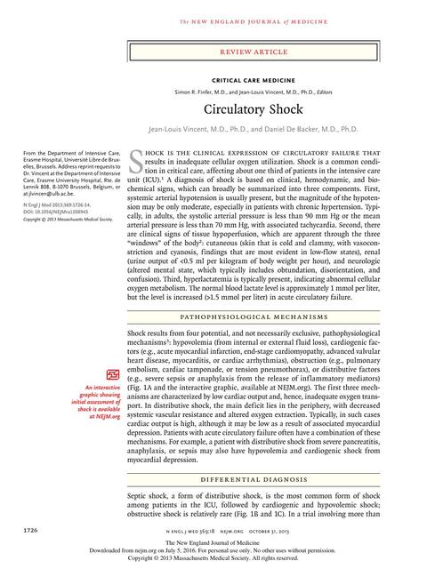 Circulatory Shock NEJM a | Carlos Alvarez | uDocz