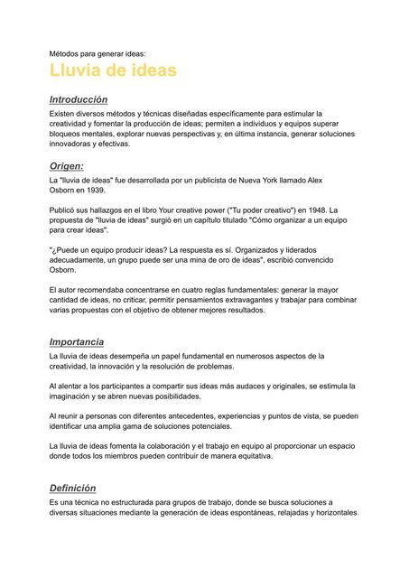 Lluvia de ideas | Deborah María | uDocz