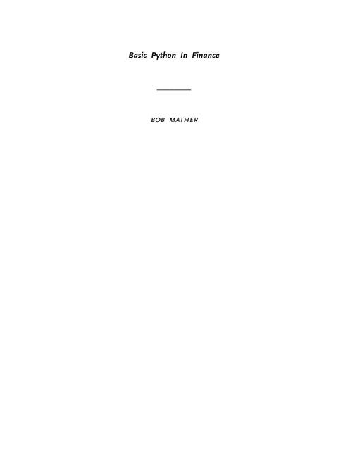 Basic Python in Finance How to Implement Financial | Jatssel | uDocz