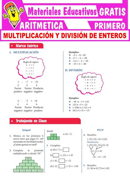 Multiplicación y división de enteros | MARIA ESTHER | uDocz