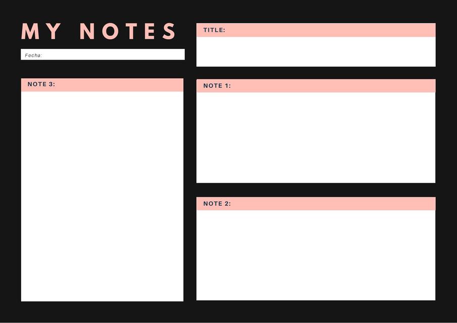 Pink Black and White Modern Geometric Lines Note Taking Graphic ...