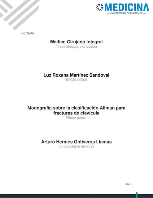 Monografía sobre la clasificación Allman para fracturas de clavícula ...