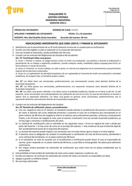 Evaluación T1 Gestión Contable 1 | elba guerrero salazar | uDocz