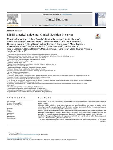 ESPEN practical guideline clinical nutrition in ca | Rebeca | uDocz