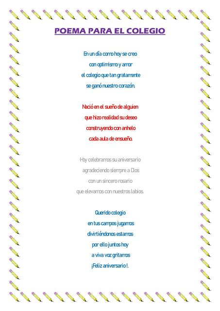 Poema Para El Colegio Omara Udocz