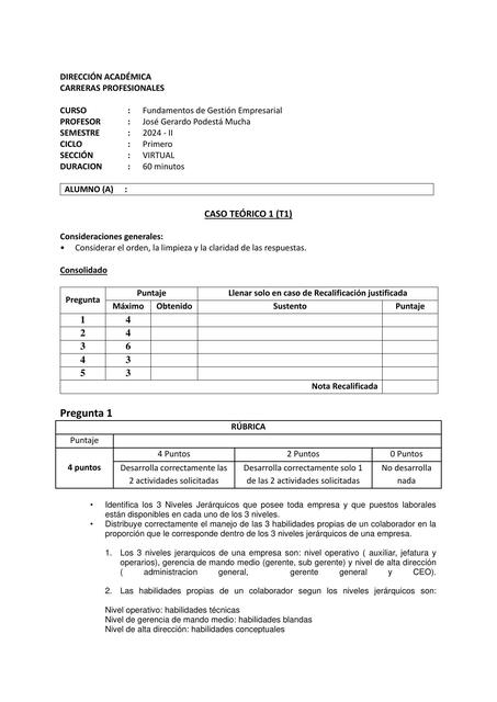 FUNDAMENTOS DE GESTIÓN EMPRESARIAL T1 Renato Alfon | Sunmi Gómez | uDocz