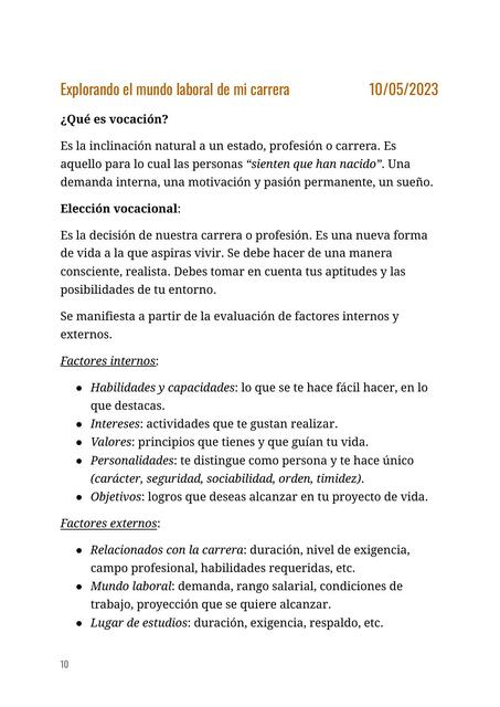 Explorando el mundo laboral de mi carrera | Fania | uDocz