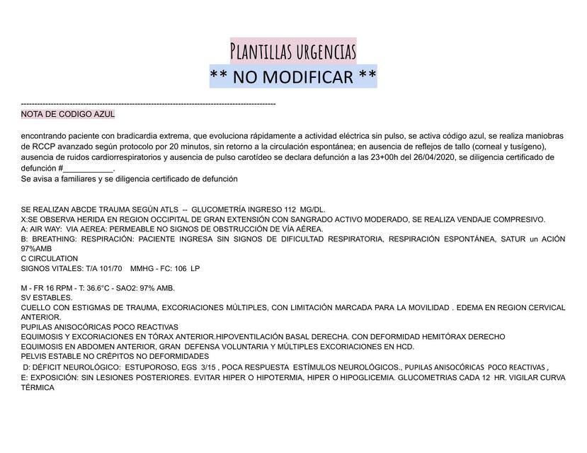 URGENCIAS plantillas y resumen medico | Conceptosmedicina | uDocz