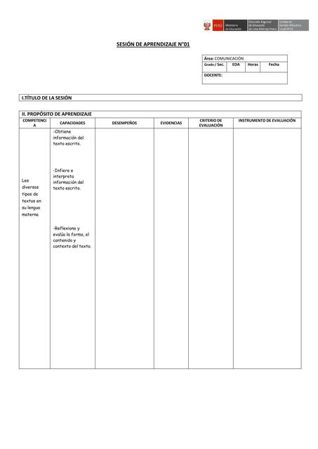 ESTRUCTURA SESIÓN DE APRENDIZAJE | Ariana | uDocz