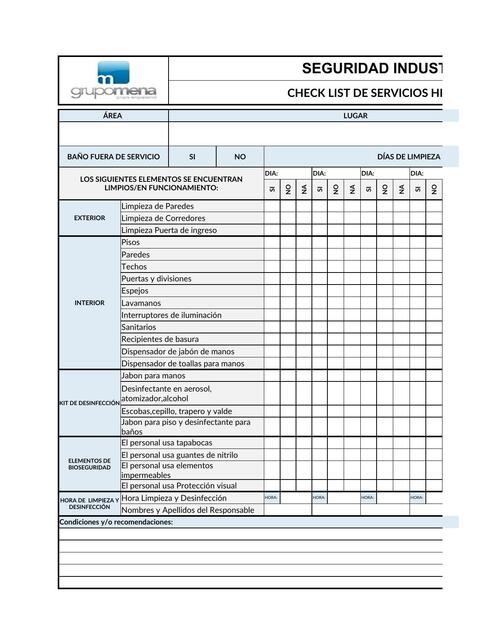 CHECK LIST DE BAÑOS Rev | Alfredo Fonseca | uDocz