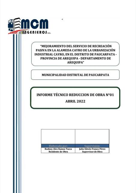 pdf informe tecnico reduccion de metas vok compres | Jose gutierrez | uDocz