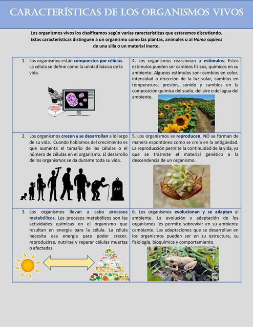 Características de los organismos vivos | Jeancarlo M. | uDocz