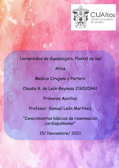 primeros auxilios RCP | CLAUDIA R. DE LEON REYNOSO | uDocz