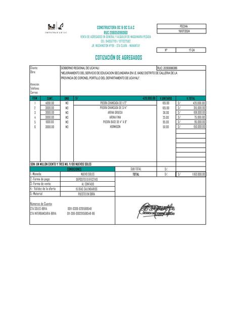 PIEDRA CHANCADA CONSTRUCTORA DC | EDGAR VALENTIN BERAUN PRINCIPE | uDocz