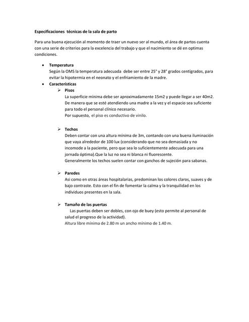 SKIP Especificaciones técnicas de la sala de parto | Skip | uDocz