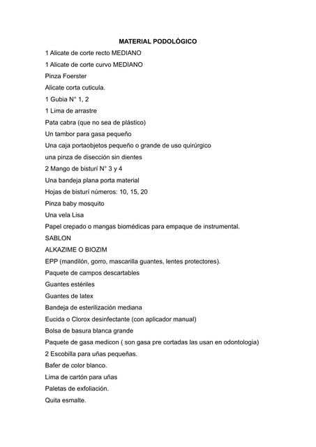 MATERIAL PODOLÓGICO | Paty Sarmiento | uDocz