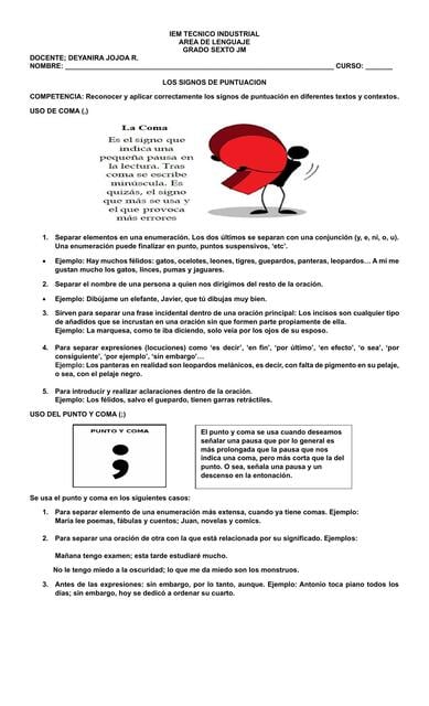 SIGNOS DE PUNTUACION COMA PUNTO Y COMA 1 | TATAN | uDocz