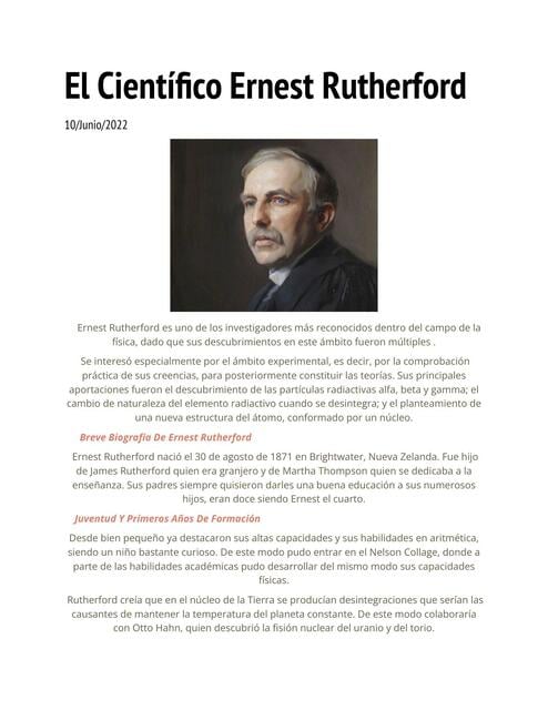 El Científico Ernest Rutherford | Judith Favela | uDocz