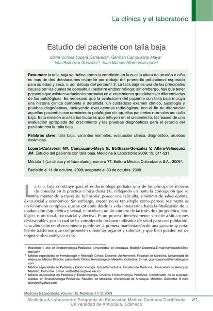 estudio del paciente con talla baja | Marlene Olinda Arrascue campos | uDocz