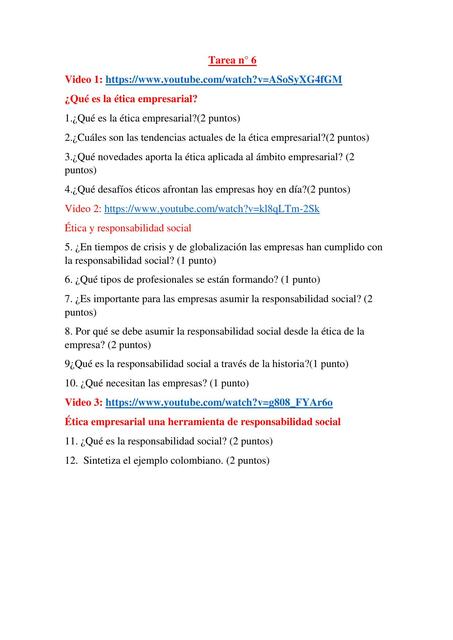 Tarea n6 ETICA EMPRESARIAL | Tiroxina Med | uDocz