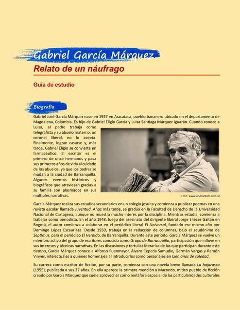 Guía de estudio Relato de un náufrago | Sofiatou | uDocz