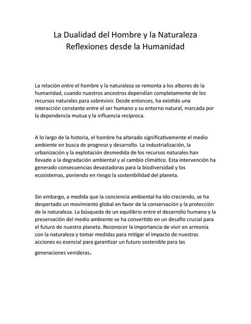 La Dualidad del Hombre y la Naturaleza Reflexiones | Emanuel | uDocz