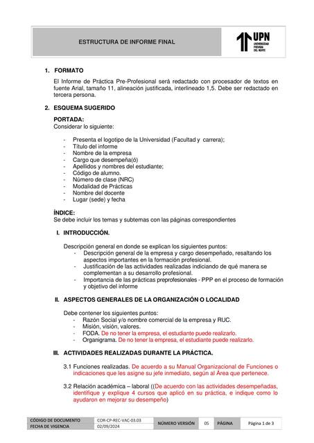 INVE EF Estructura Informe final PPP Actualizado | Eliane Cordova | uDocz