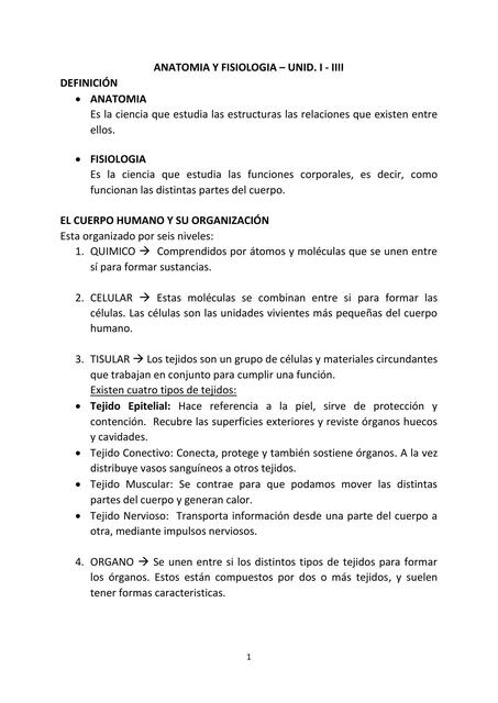 ANATOMIA Y FISIOLOGIA resumen | Sofia | uDocz