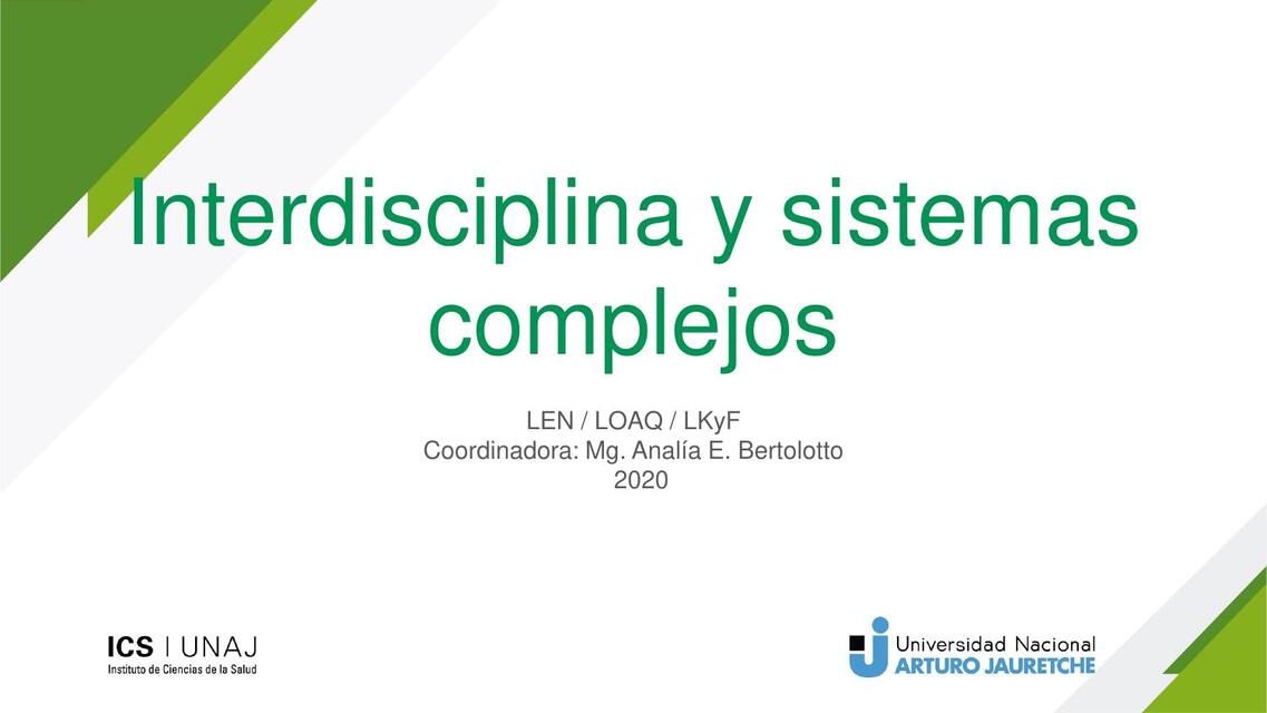 interdisciplina y sistemas complejos UNIDAD 4 | Benítez Ana | uDocz